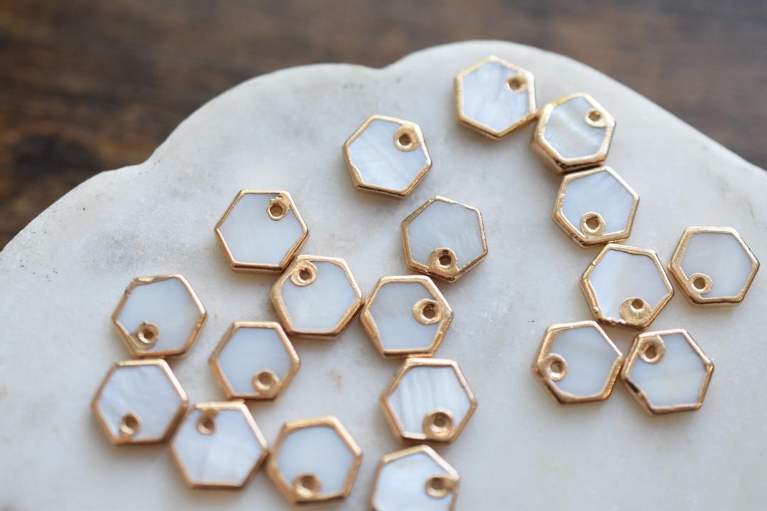 Gold Plated Shell Hexagon Charm Pendant: DIY Jewelry Findings - Etsy