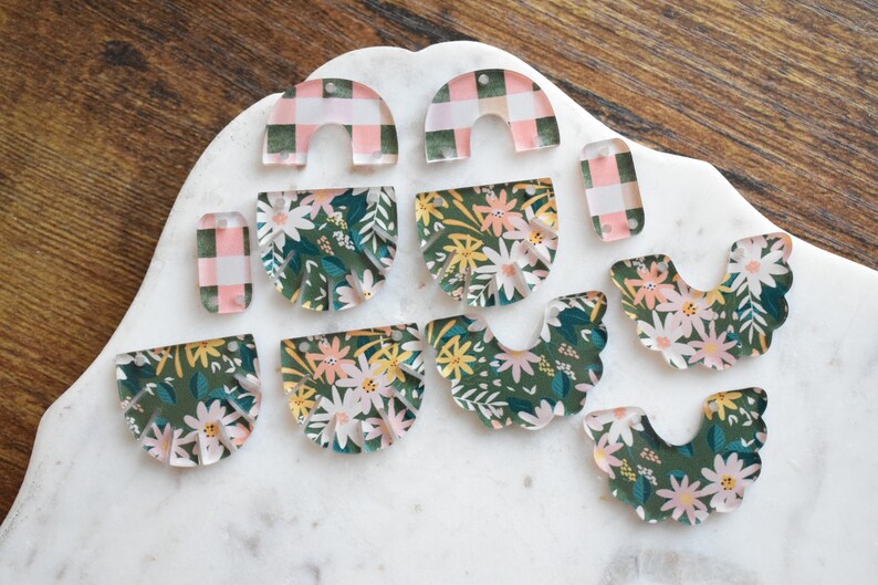 Teal Blue Plaid Spring Laser Cut DIY Charm Earrings Craft Handmade ...