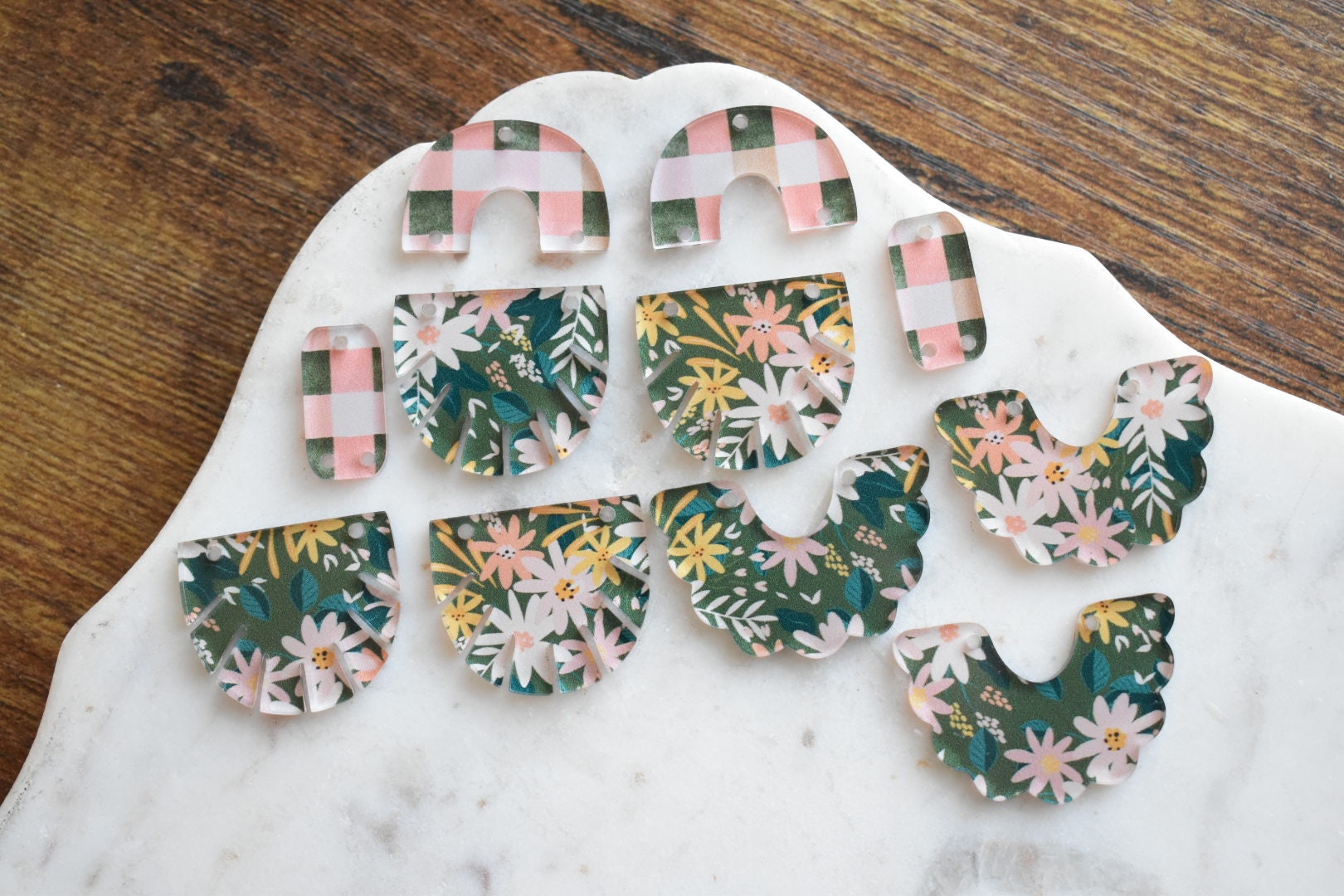Teal Blue Plaid Spring Laser Cut DIY Charm Earrings Craft Handmade ...