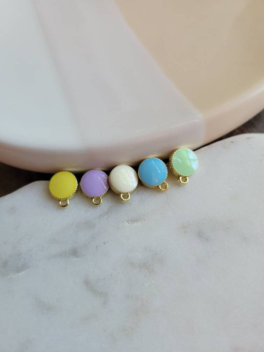 CLOSEOUT XL LOTS Enamel Round Circle 9x11mm Sterling Silver Pins ...
