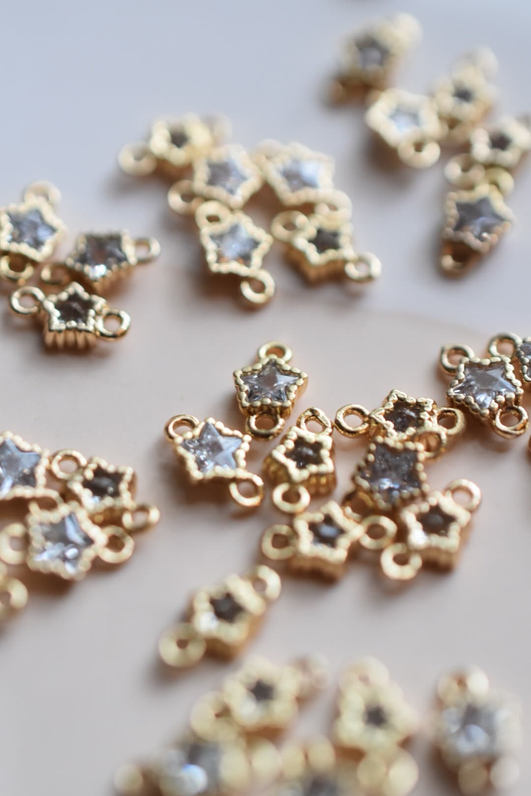 Tiny 2 Loop Star Gold Cubic Zirconia Connector Pendant Charm Handmade ...