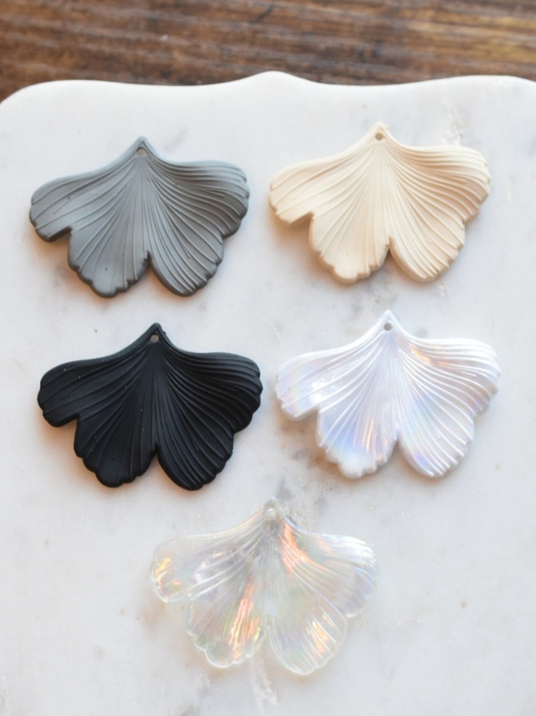 Black White Neutral Jewelry Earrings Supplies Matte Floral Charm ...