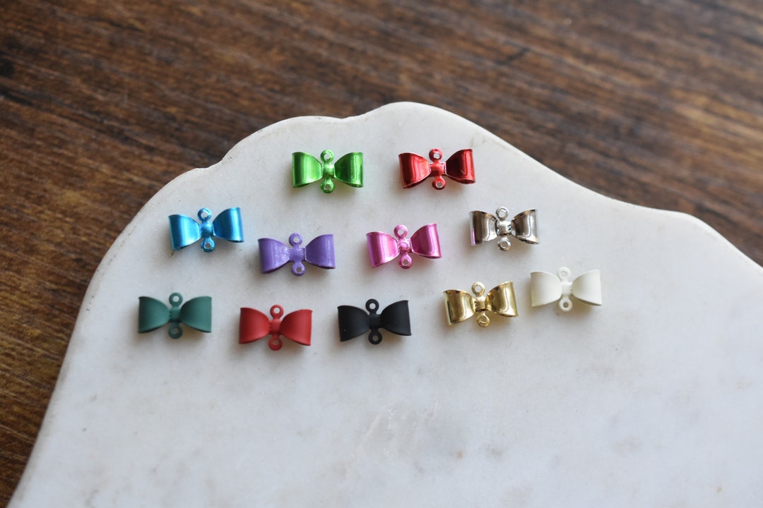 Mini Matte Gold Silver Bow Links Connectors 8x12x4mm Handmade Wedding ...