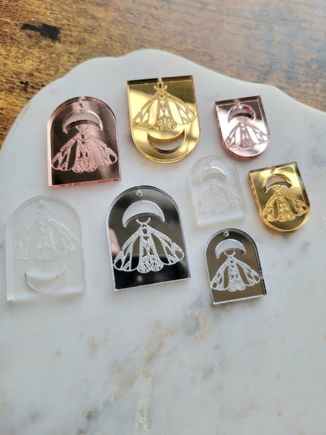 2 Pieces Style 1 Dome Curved Wings Moth Acrylic Laser Cut Connector ...