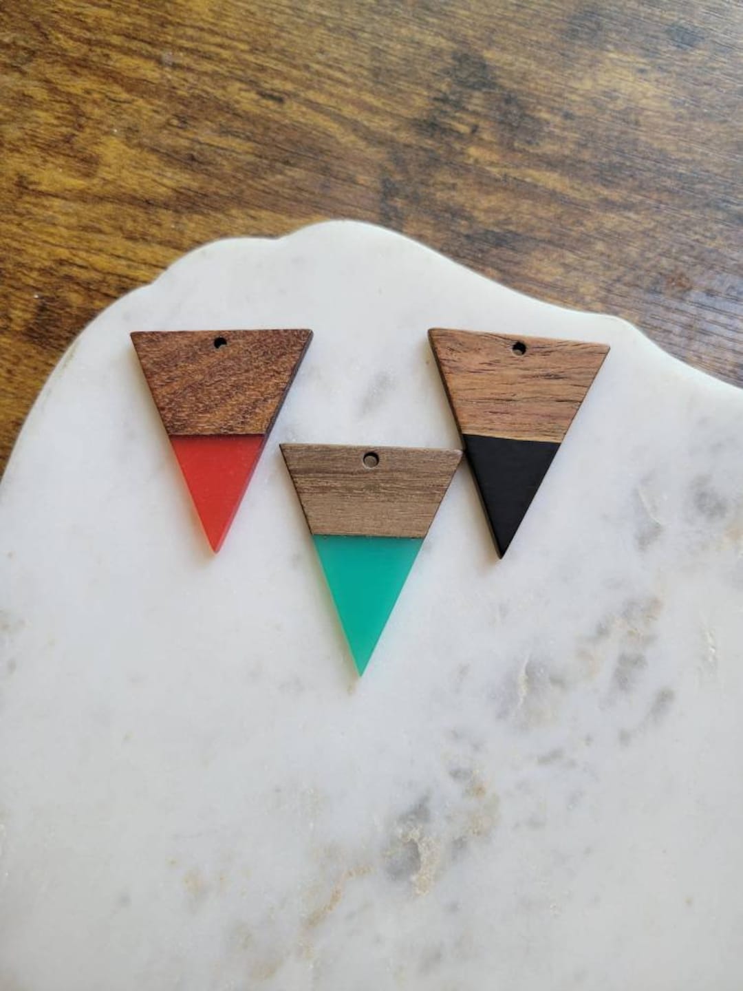 Triangle Spike Wood Acrylic Charm Connector Earring Handmade Craft ...