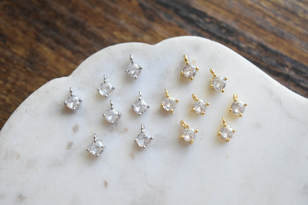 Gold/rhodium Cubic Zirconia Connector Charm: 7x5mm Jewelry Supplies - Etsy