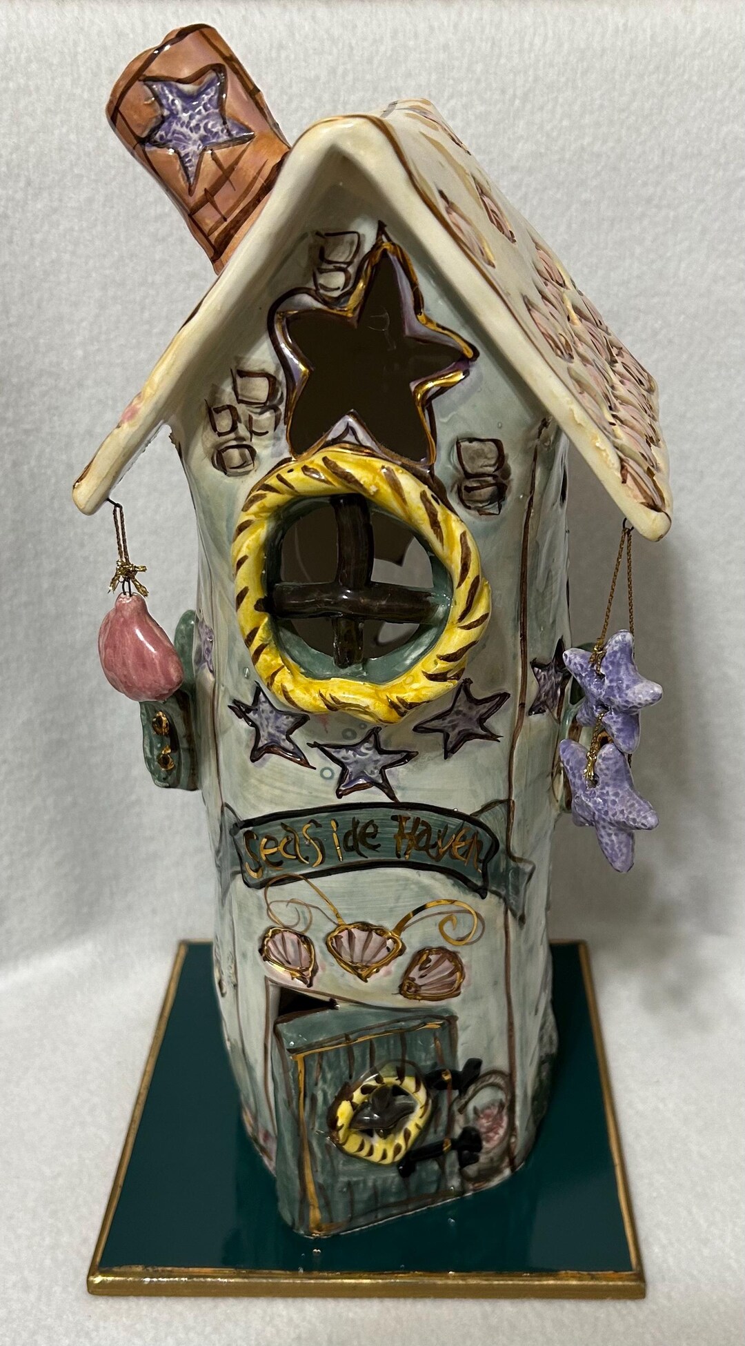 Vintage Blue Sky Clayworks “seaside Haven” Tea Light Candle Holder Heather Goldminc 2000 Ceramic ...