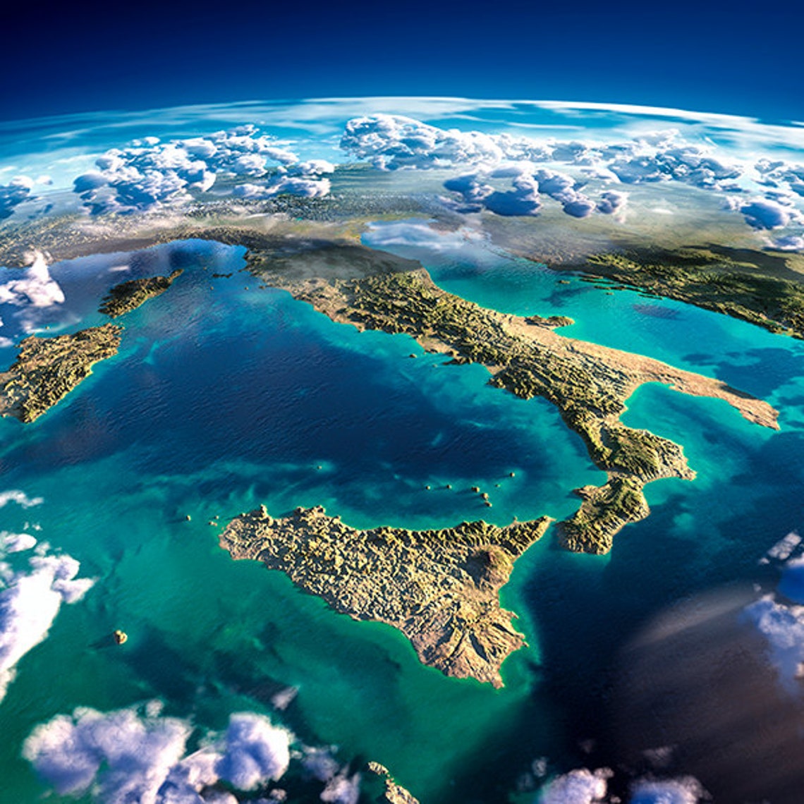 Earth - Italy - Planet Earth, Satellite View - SKU 0096 - Etsy