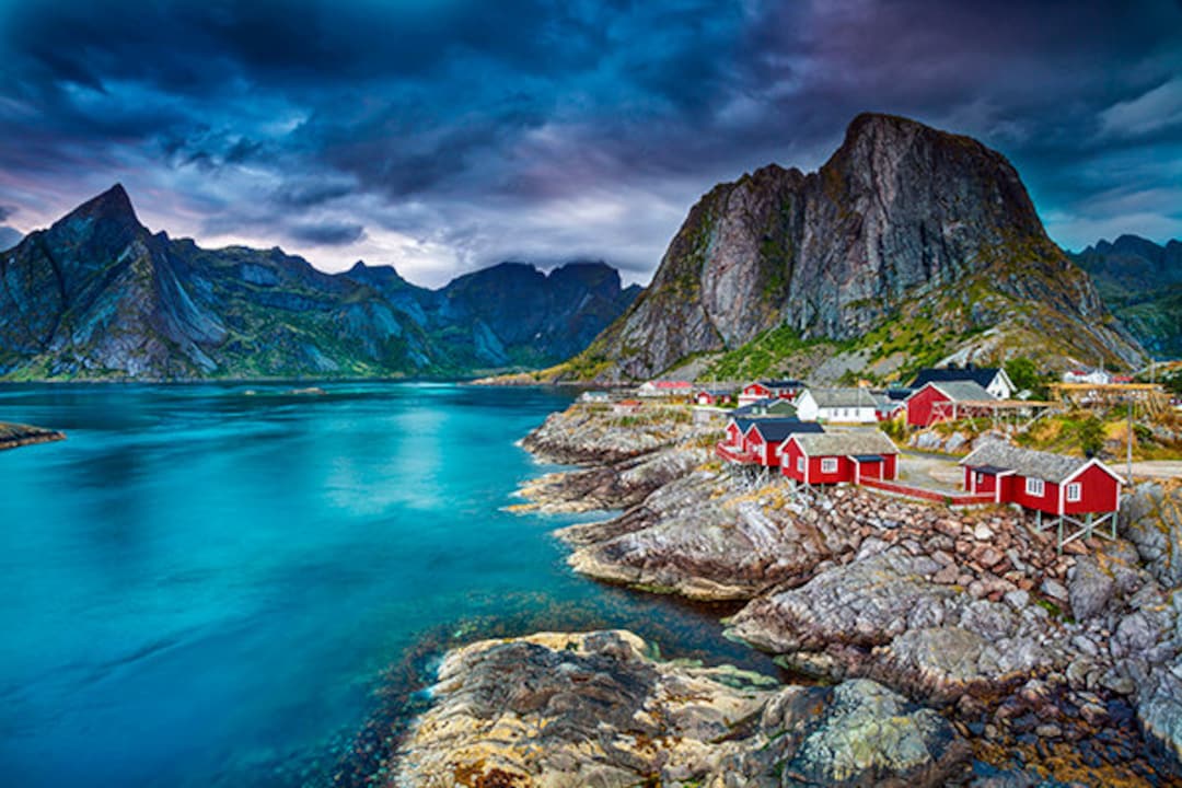Norway - View of a Fjord With Small Town - SKU 0071 - Etsy