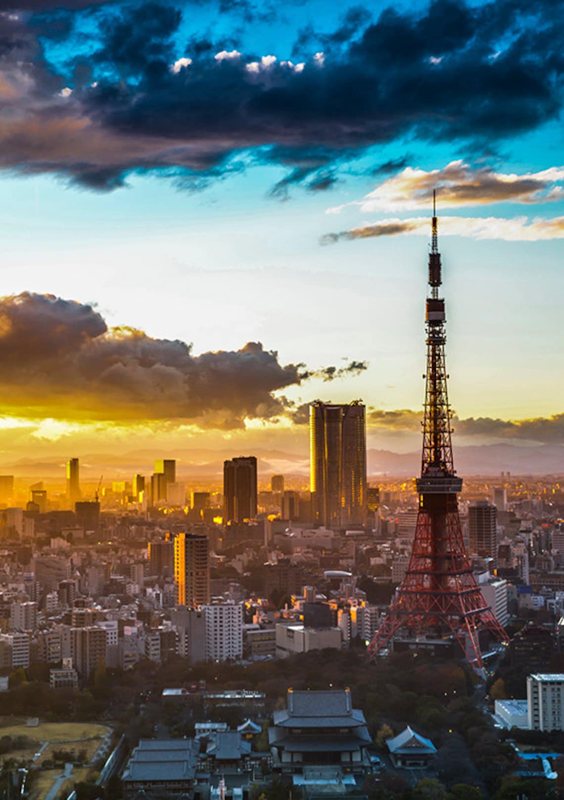 Japan - Tokyo - Tokyo Tower Cityscape Sunset at Dusk - SKU 0051 - Etsy