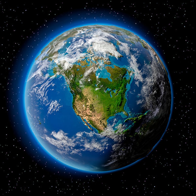 Earth - North America - Planet Earth, Satellite View - SKU 0089 - Etsy