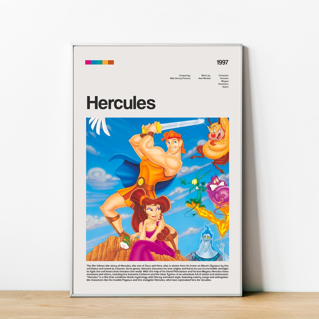Hercules - Kids Poster Movie, Wall Art, Art Decoration, Movie Cartoon ...