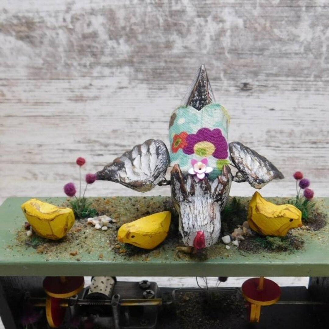 Hen and Chicks, Interactive Sculpture With Music Box. Automata ...
