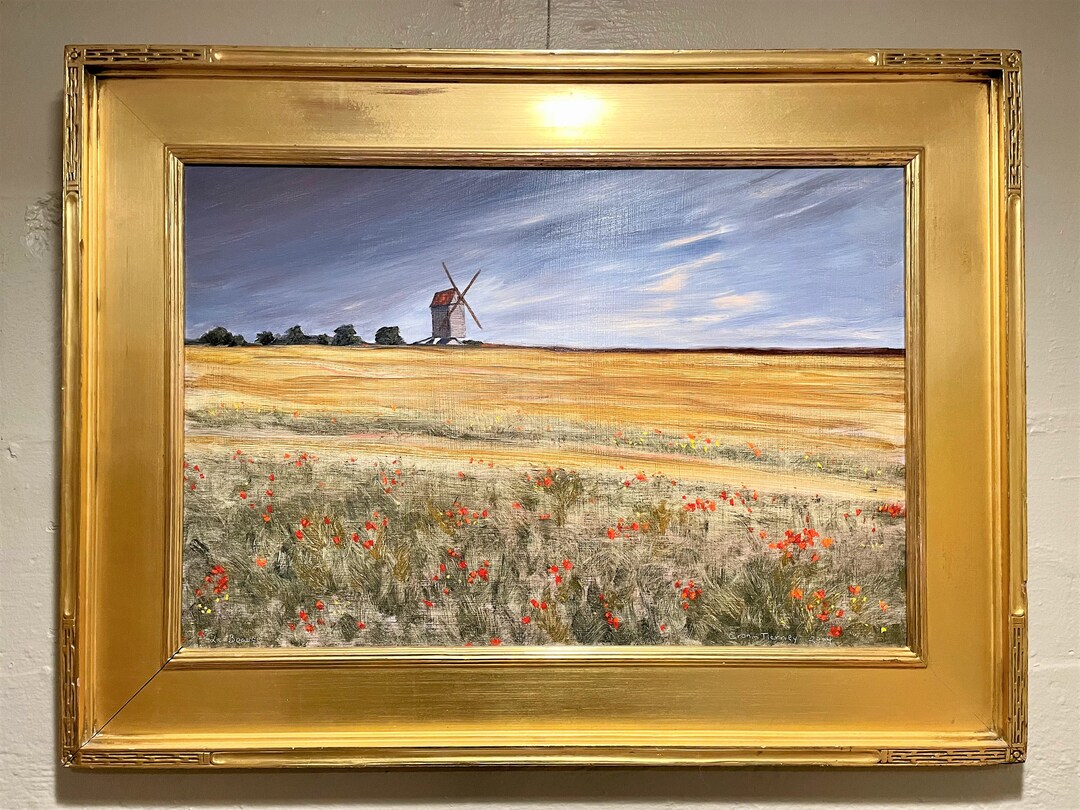 French Impressionist Oil Painting, 1920's Antique Gold Leaf Cassetta ...