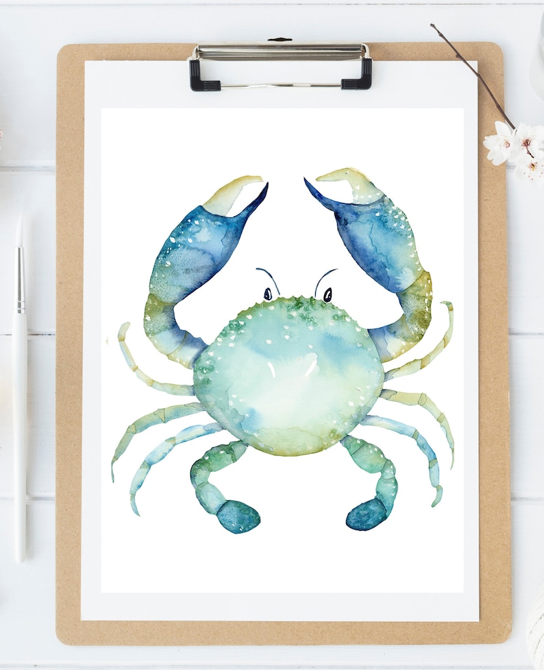 Crab Crab Art Beach Print Ocean Print Ocean Animal - Etsy Canada