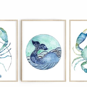 Crab, Crab Art, Beach Print, Ocean Print, Ocean Animal, Coastal Decor ...
