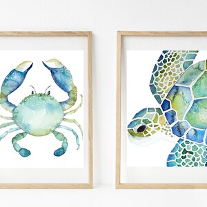 Crab, Crab Art, Beach Print, Ocean Print, Ocean Animal, Coastal Decor ...