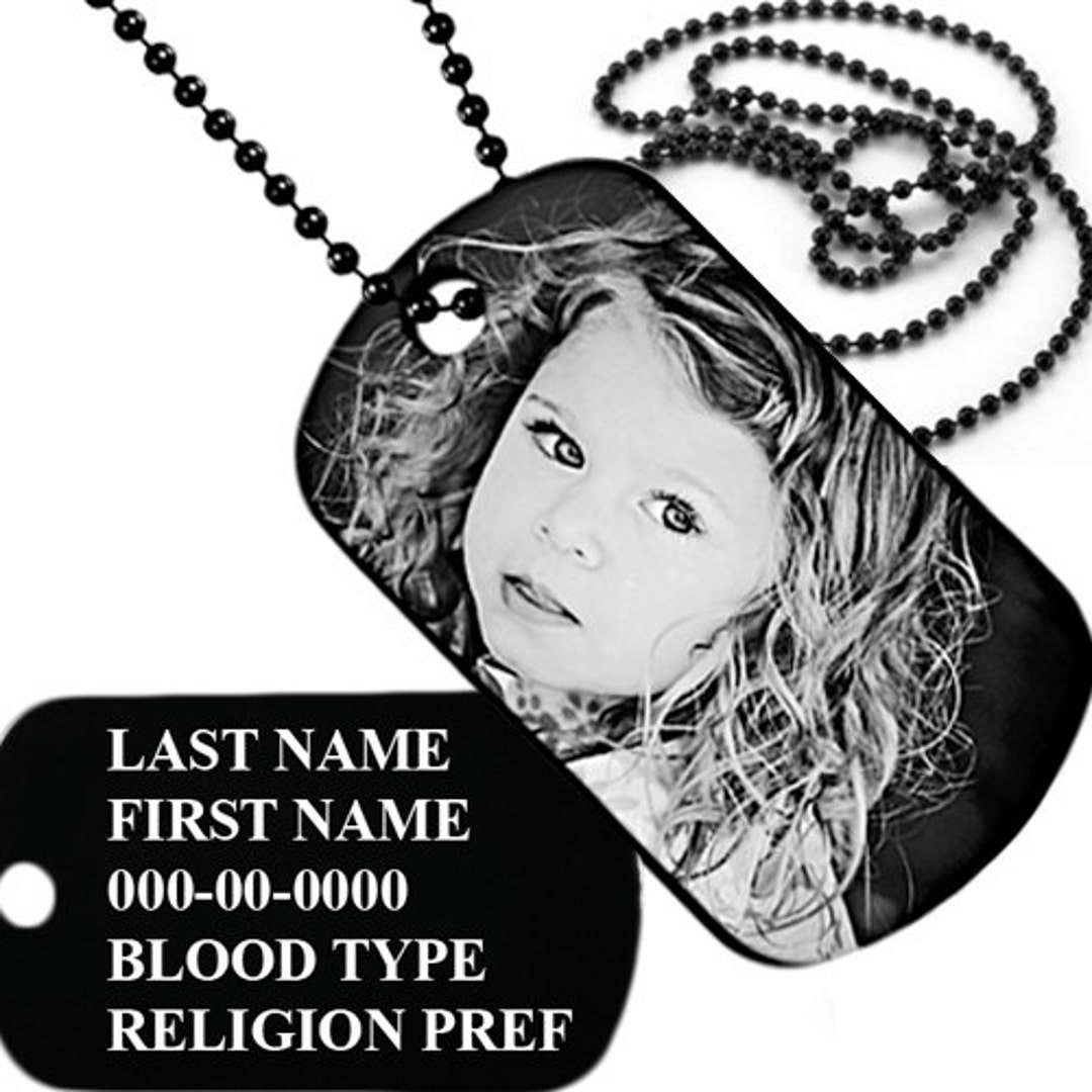 Military Army Tag With Chain, Personalized Double Sided Photo Laser ...