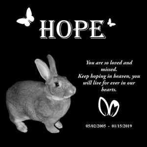12x12 Personalized Pet Headstone, Bunny Rabbit Tombstone Laser Engraved ...