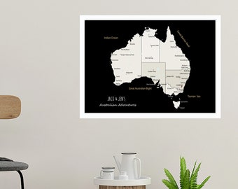 Large Personalised World Map Framed Pin Board in Blue and - Etsy