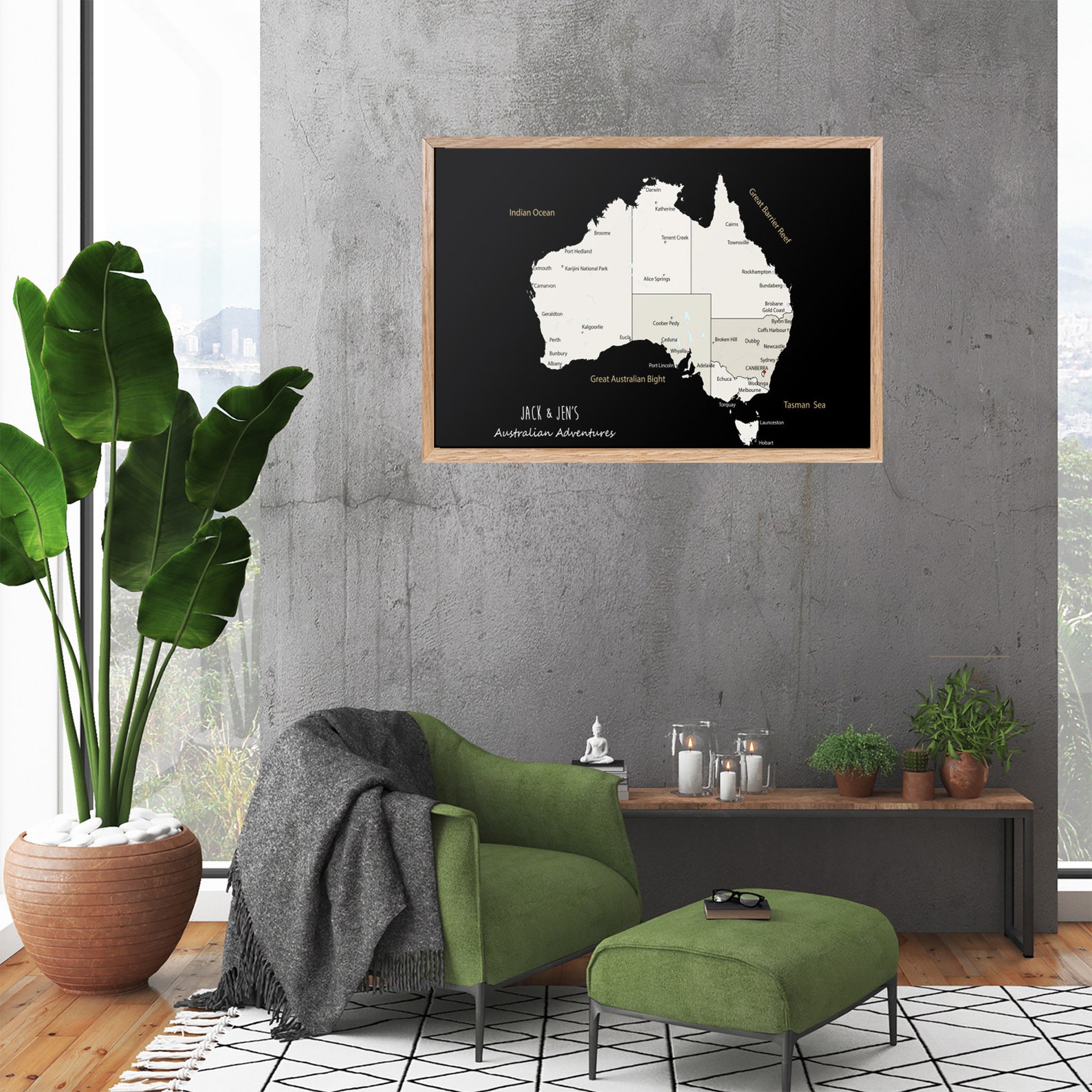 Large Personalised Australia Map Framed Pin Board in Black and - Etsy