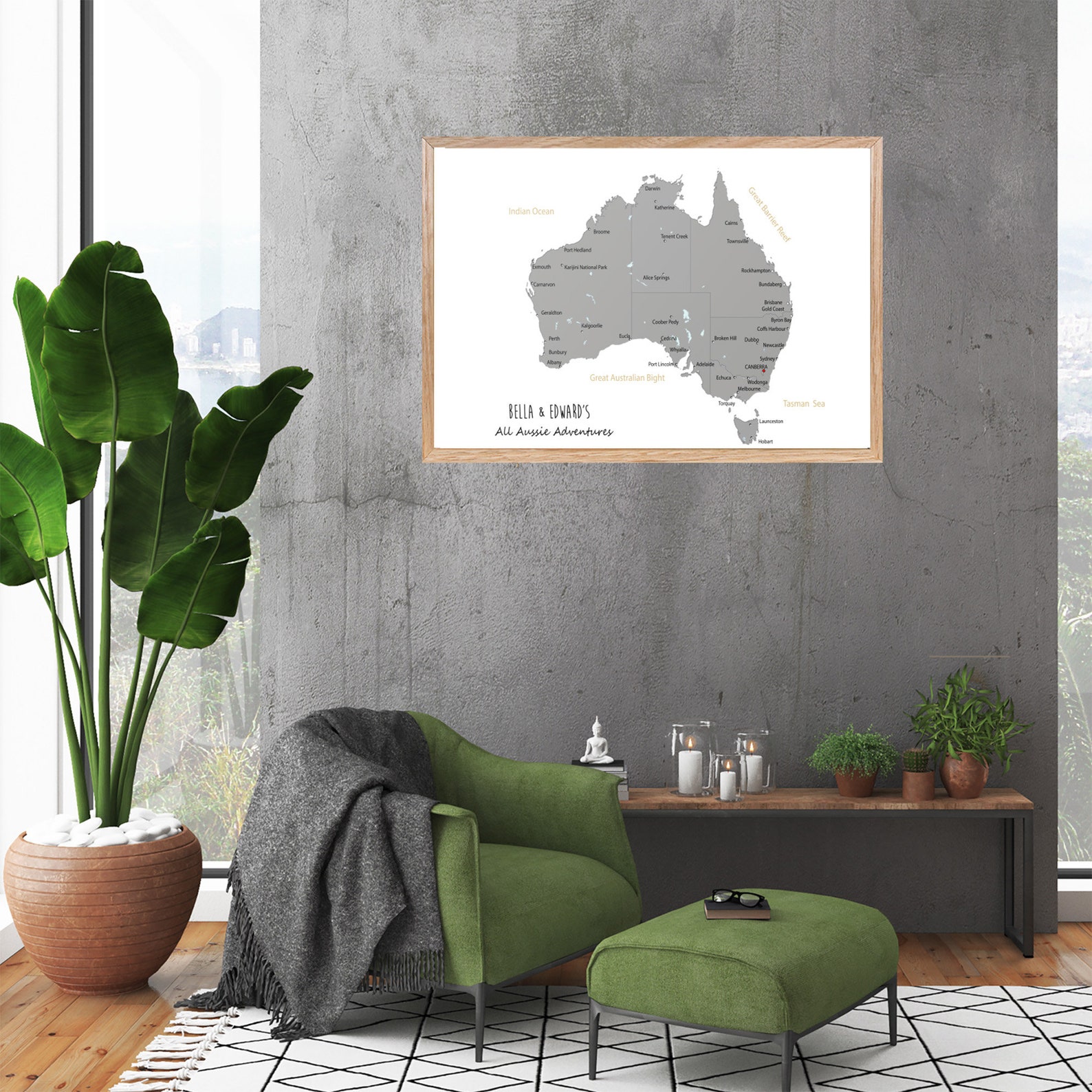 Large Personalised Australia Map Framed Pin Board in White and - Etsy
