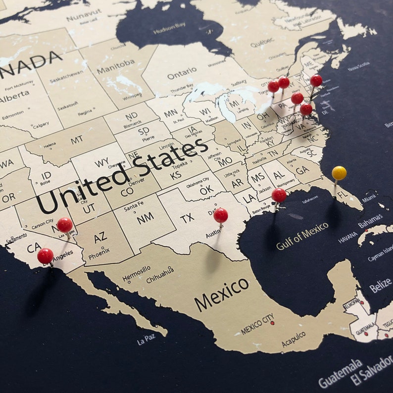 A1 Personalised World Map Framed Pinboard - Etsy