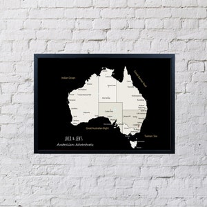 Large Personalised Australia Map Framed Pin Board in Black and - Etsy