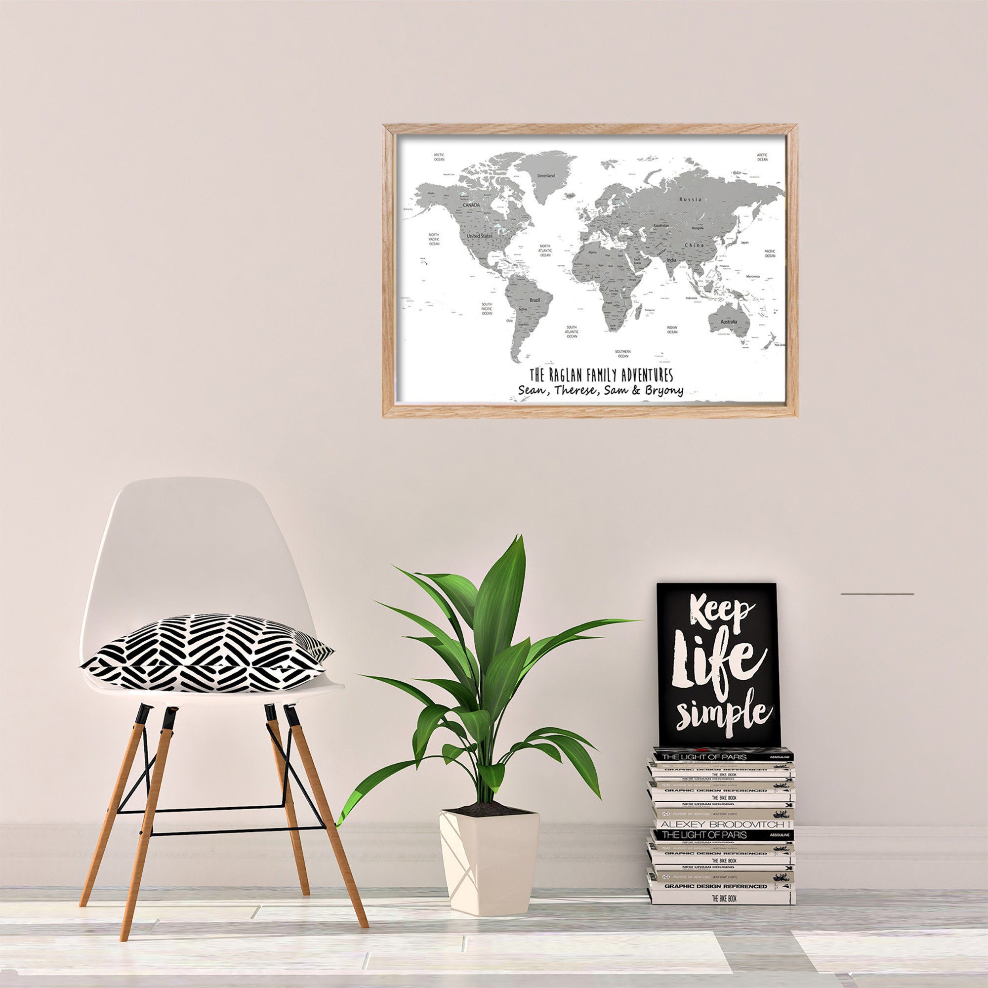 A1 Personalised World Map Framed Pinboard - Etsy