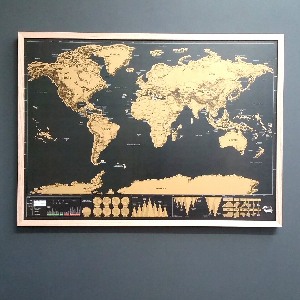 Scratch off Map World Map Wall Art Framed Map Pin Board Push - Etsy