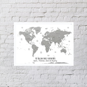 A1 Personalised World Map Framed Pinboard - Etsy