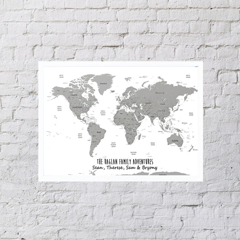 A1 Personalised World Map Framed Pinboard - Etsy