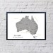 Large Personalised Australia Map Framed Pin Board in White and Grey ...