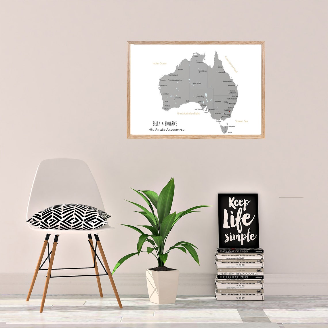 Large Personalised Australia Map Framed Pin Board in White and - Etsy
