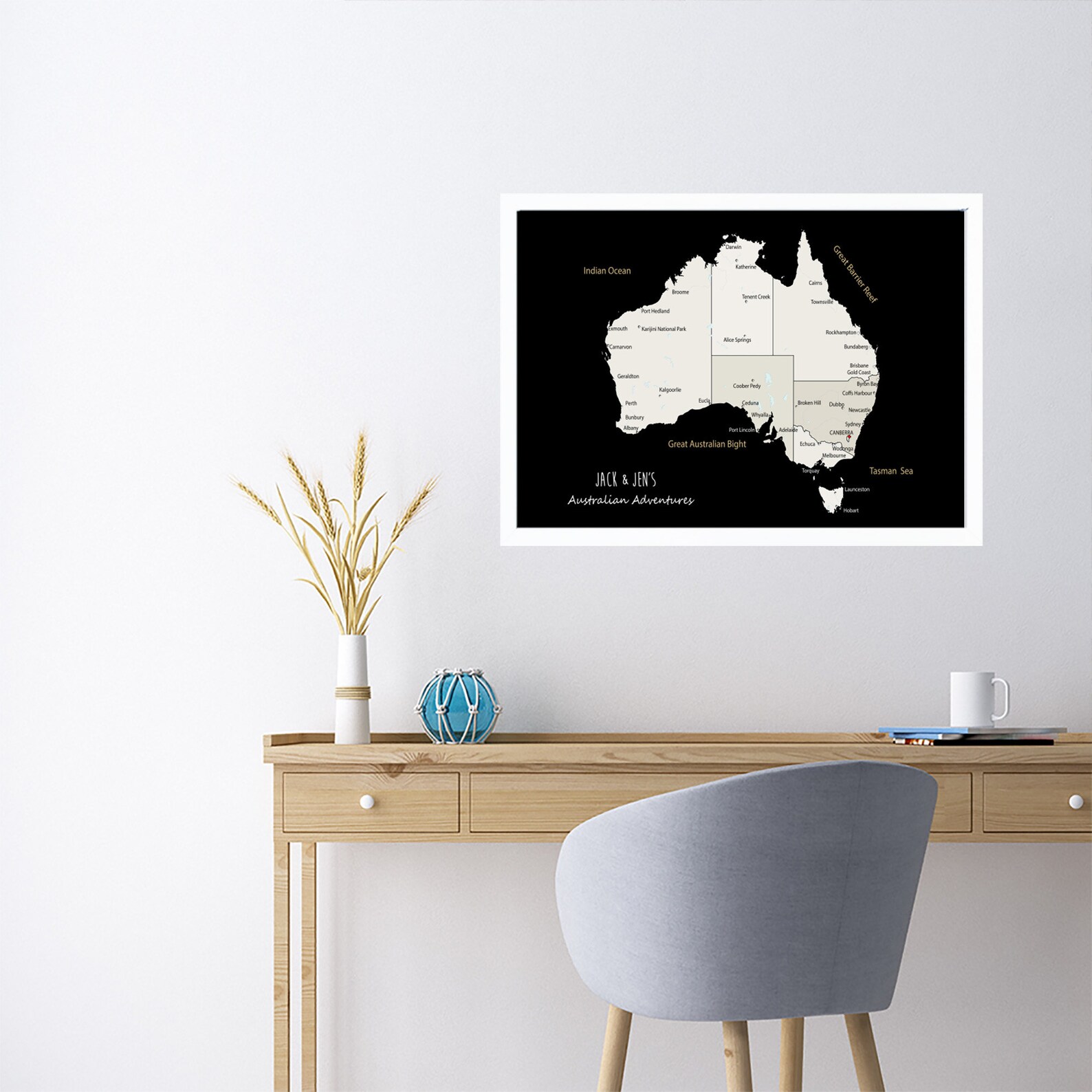 Large Personalised Australia Map Framed Pin Board in Black and - Etsy