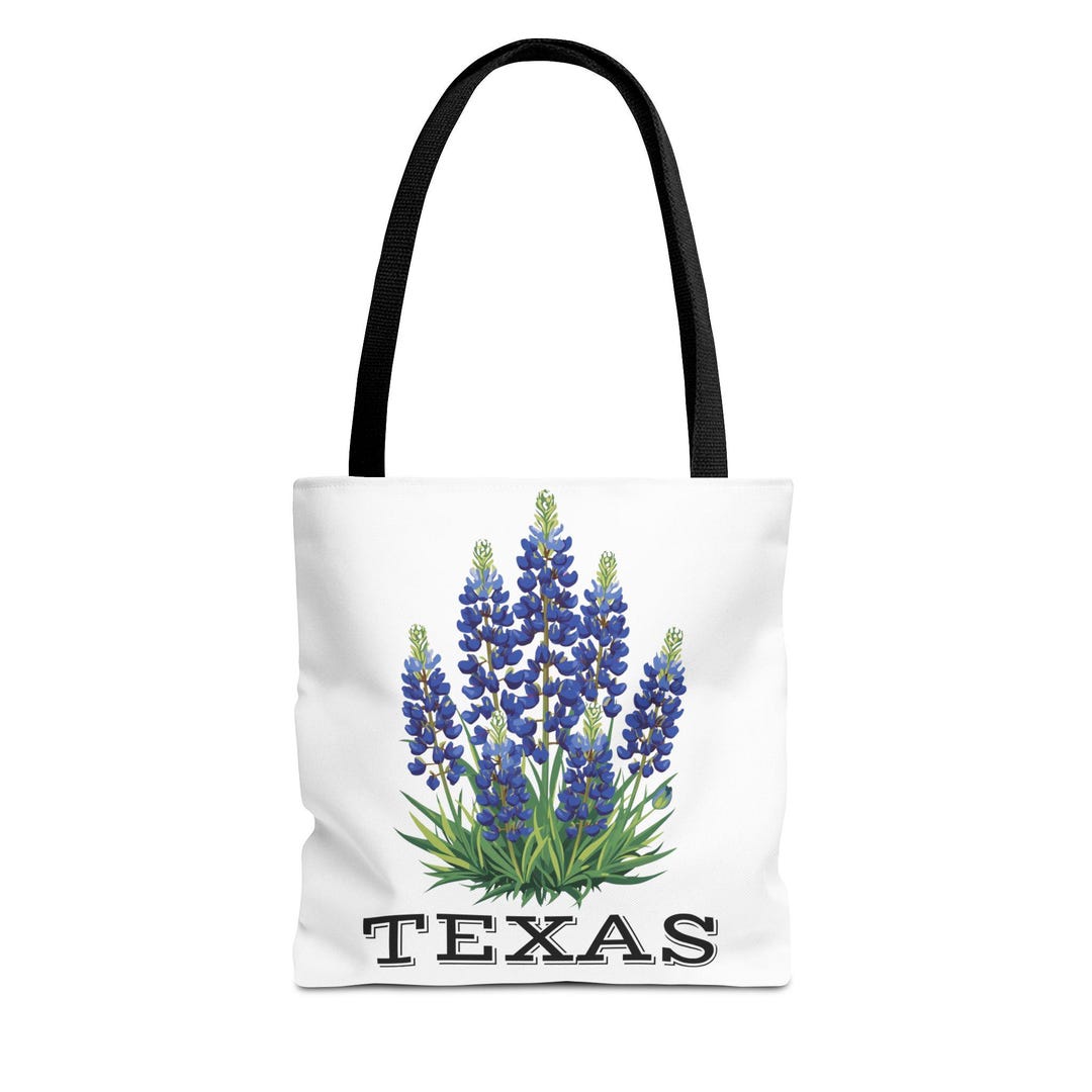 Texas Bluebonnet Cotton Canvas Tote Bag, State Flower Reusable Bag - Etsy
