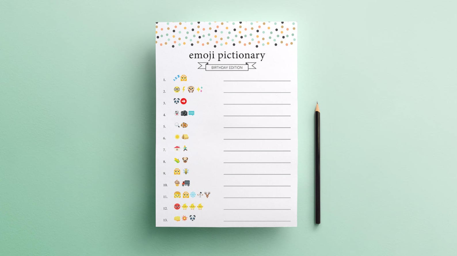 EMOJI PICTIONARY - Children's Birthday Party Game | Dots | Birthday ...