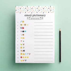EMOJI PICTIONARY - Children's Birthday Party Game | Dots | Birthday ...