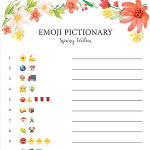 EMOJI PICTIONARY - It's Spring! Children's Party Game | Flowers | Earth ...