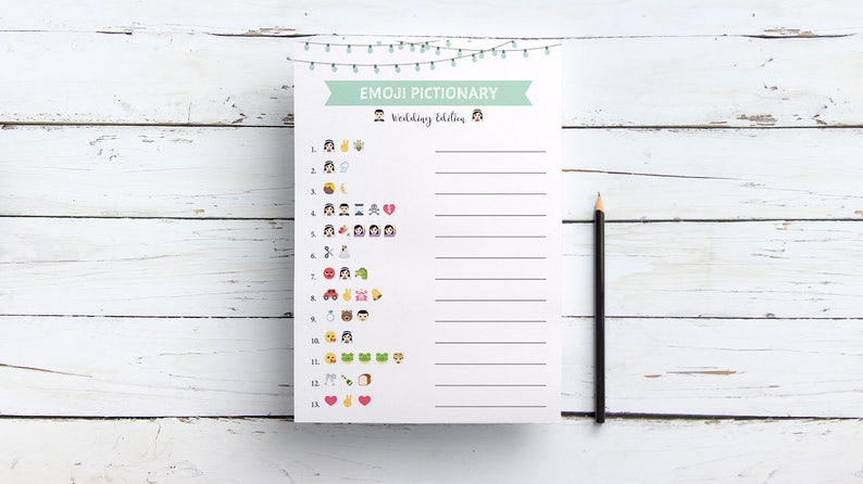 EMOJI PICTIONARY - Bridal Shower Game With Backyard Theme | Brooklyn ...