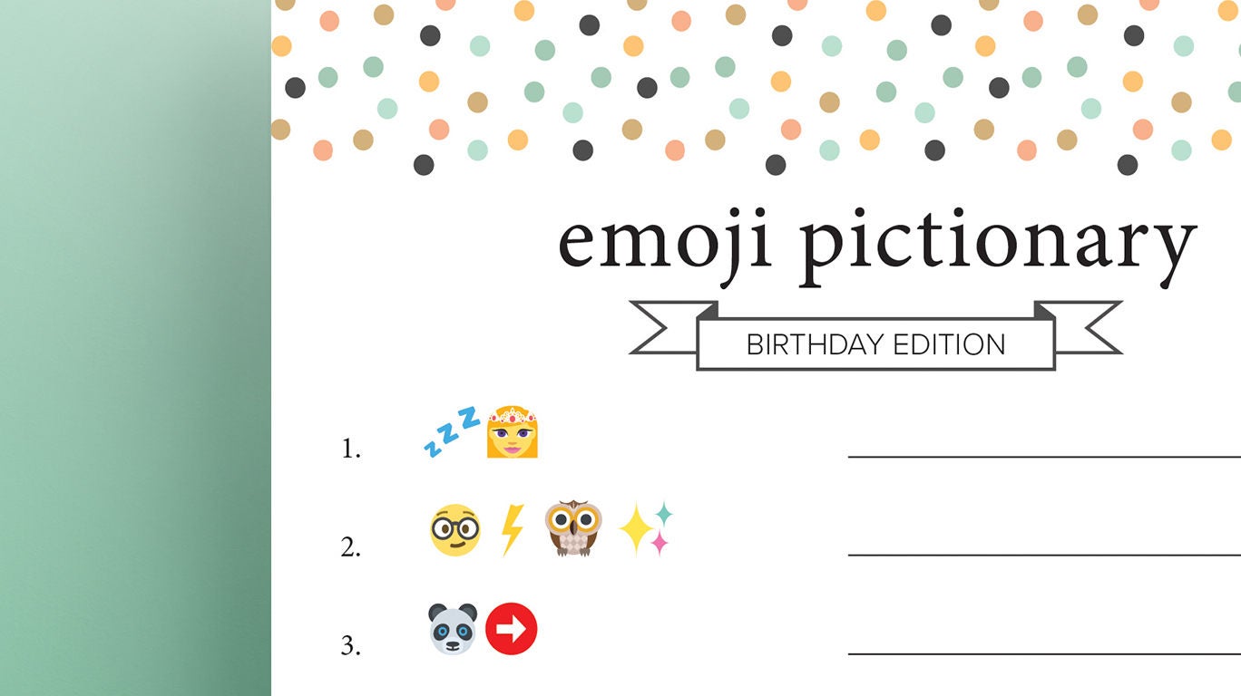 EMOJI PICTIONARY - Children's Birthday Party Game | Dots | Birthday ...