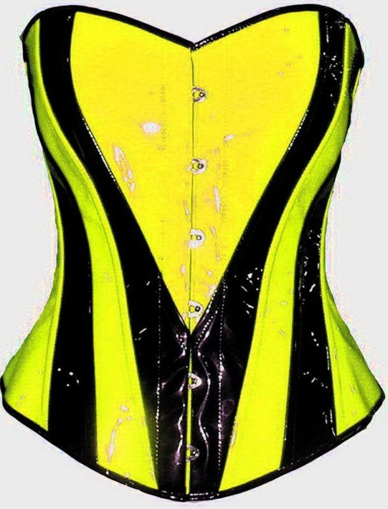 X Large UV Neon Hot Pink Green Lime Yellow Corset Heart Shape Over Bust ...