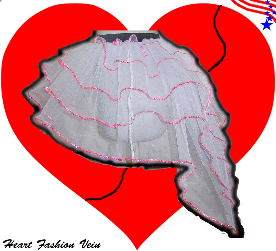 Neon White Pink Sequins Bustle Peacock Tutu Skirt Adult Cosplay Drama ...