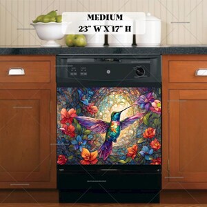 Kitchen Dishwasher Magnet Cover • Stained Glass Hummingbird ...