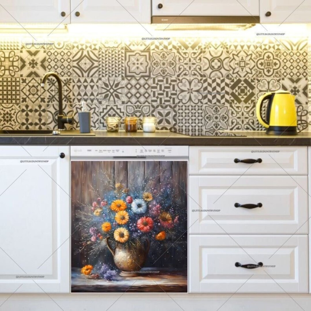 Floral Bouquet Dishwasher Magnet Cover: Victorian Kitchen Decor - U.S ...