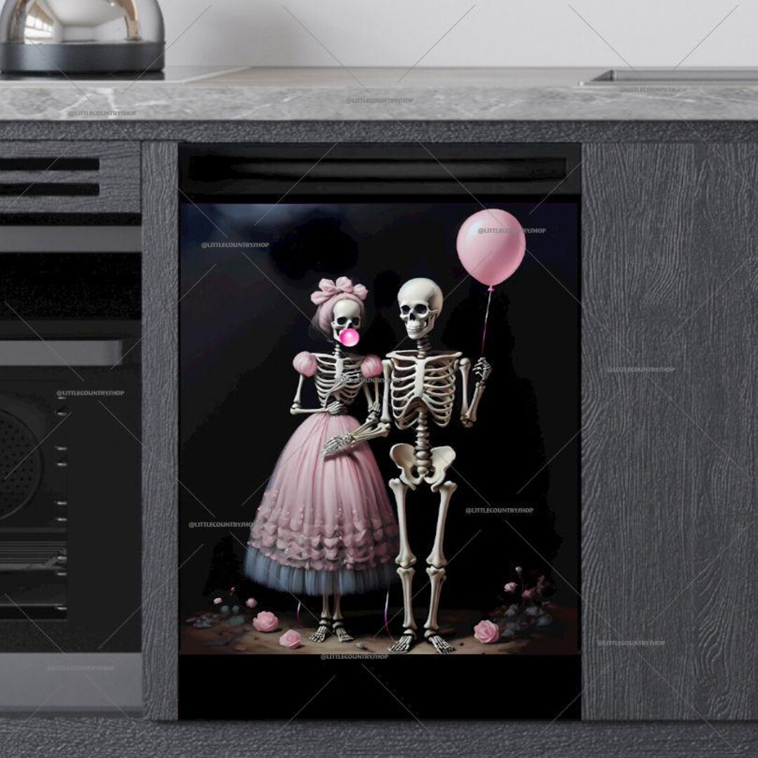 Halloween Kitchen Dishwasher Magnet Cover Cute Skeleton Couple ...
