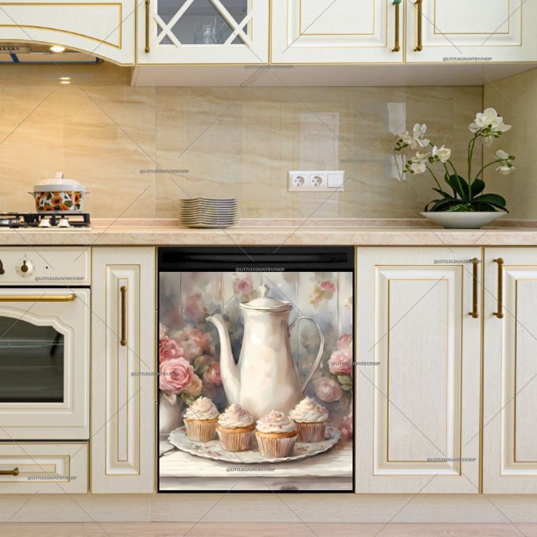 Kitchen Dishwasher Magnet Cover Romantic French Afternoon Tea ...