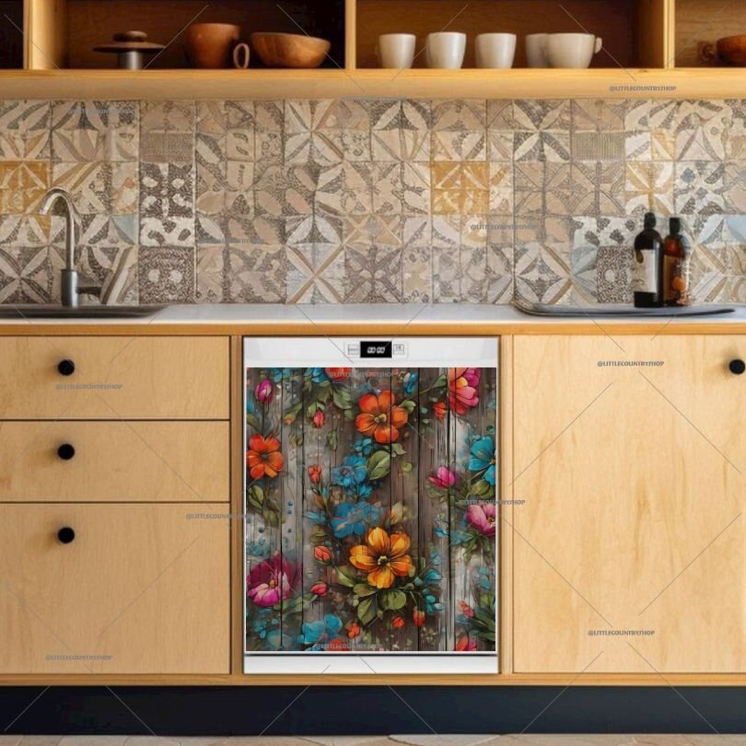 Floral Dishwasher Magnet Cover: Rustic Farmhouse Kitchen Decor - U.S ...