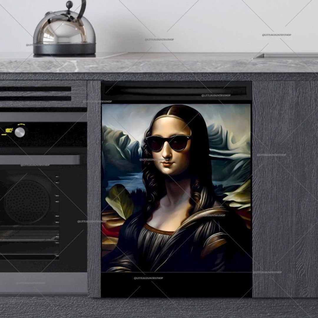 Modern Kitchen Dishwasher Magnet Cover Mona Lisa in Sunglasses and ...