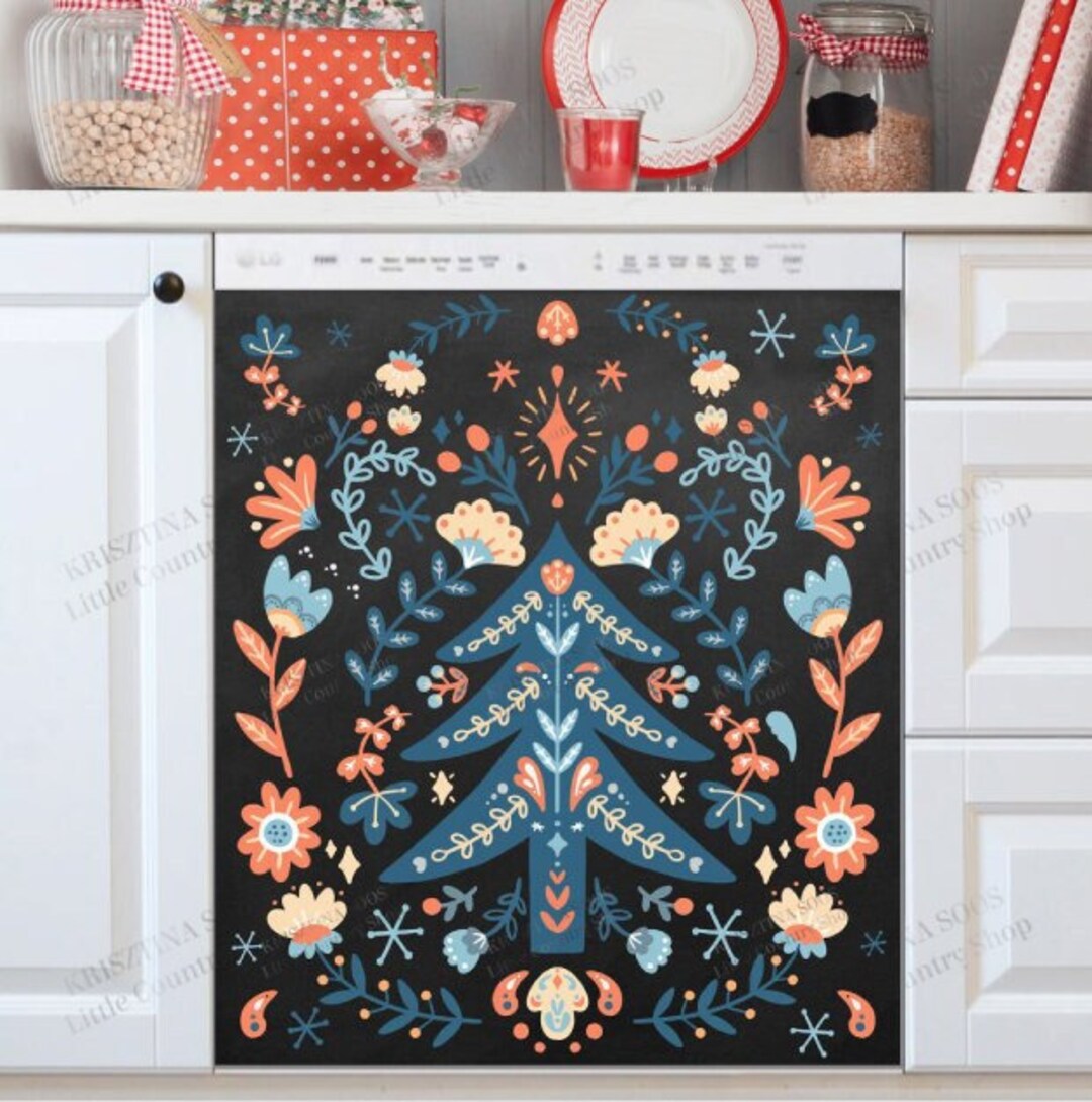 Kitchen Dishwasher Magnet Decor Cover Scandinavian Folk Art - Etsy